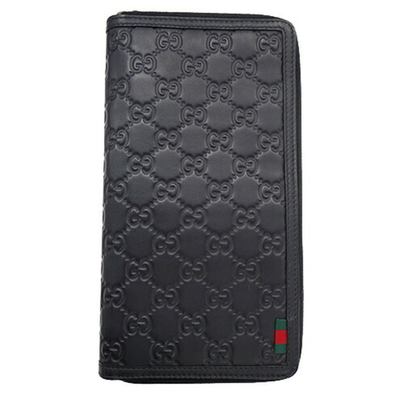 Gucci | Bags | Gucci Wallet Mens Long Round Shima Sherry Leather Black ...